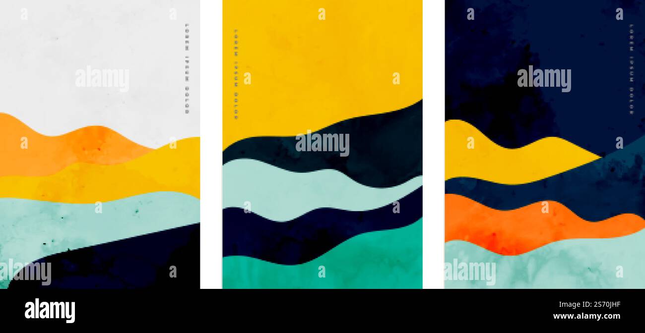 minimalist curve lines shape flyer set of three Stock Vector Image ...