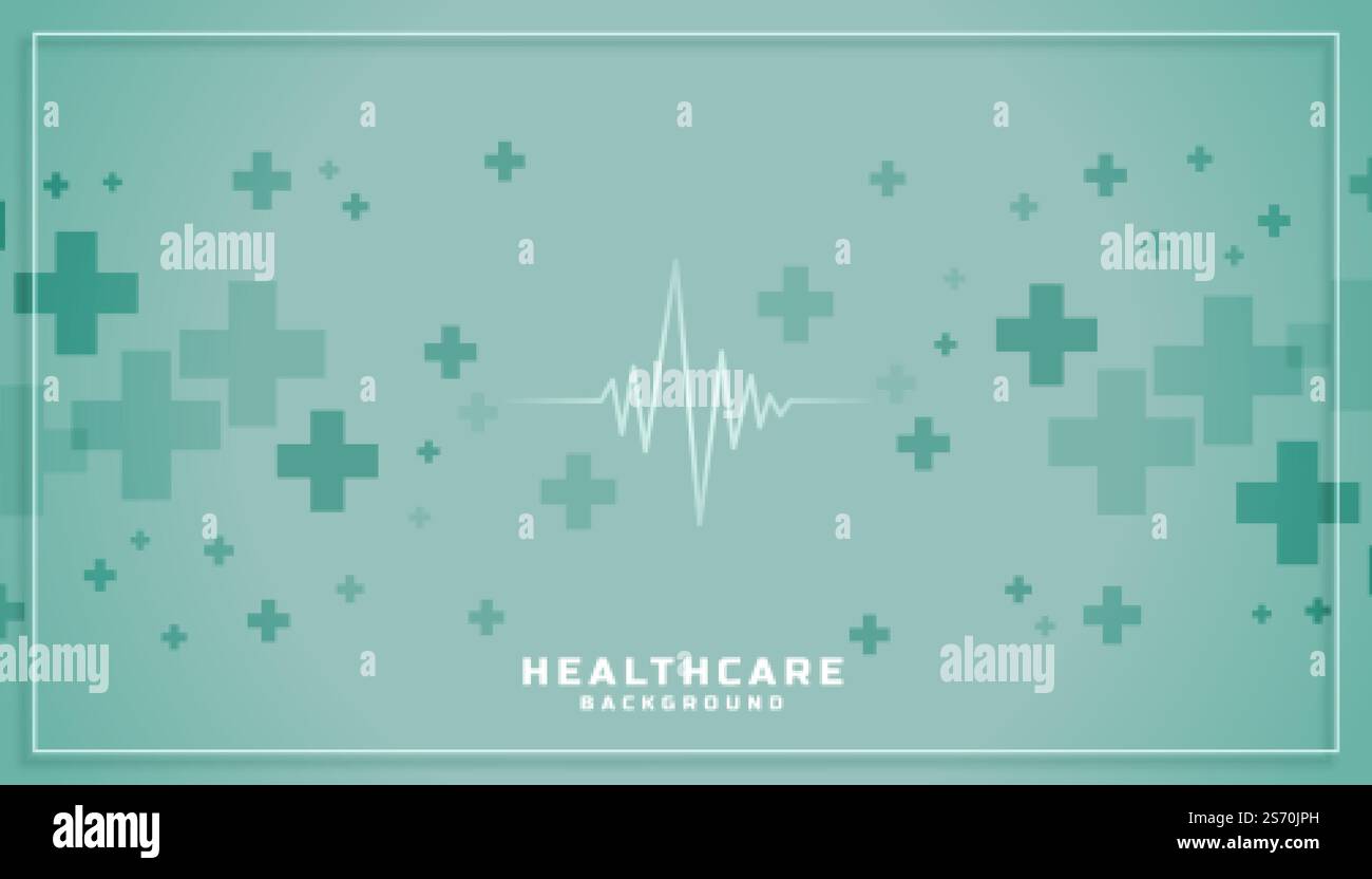 healthcare medical background with cardiograph line and plus sign Stock ...