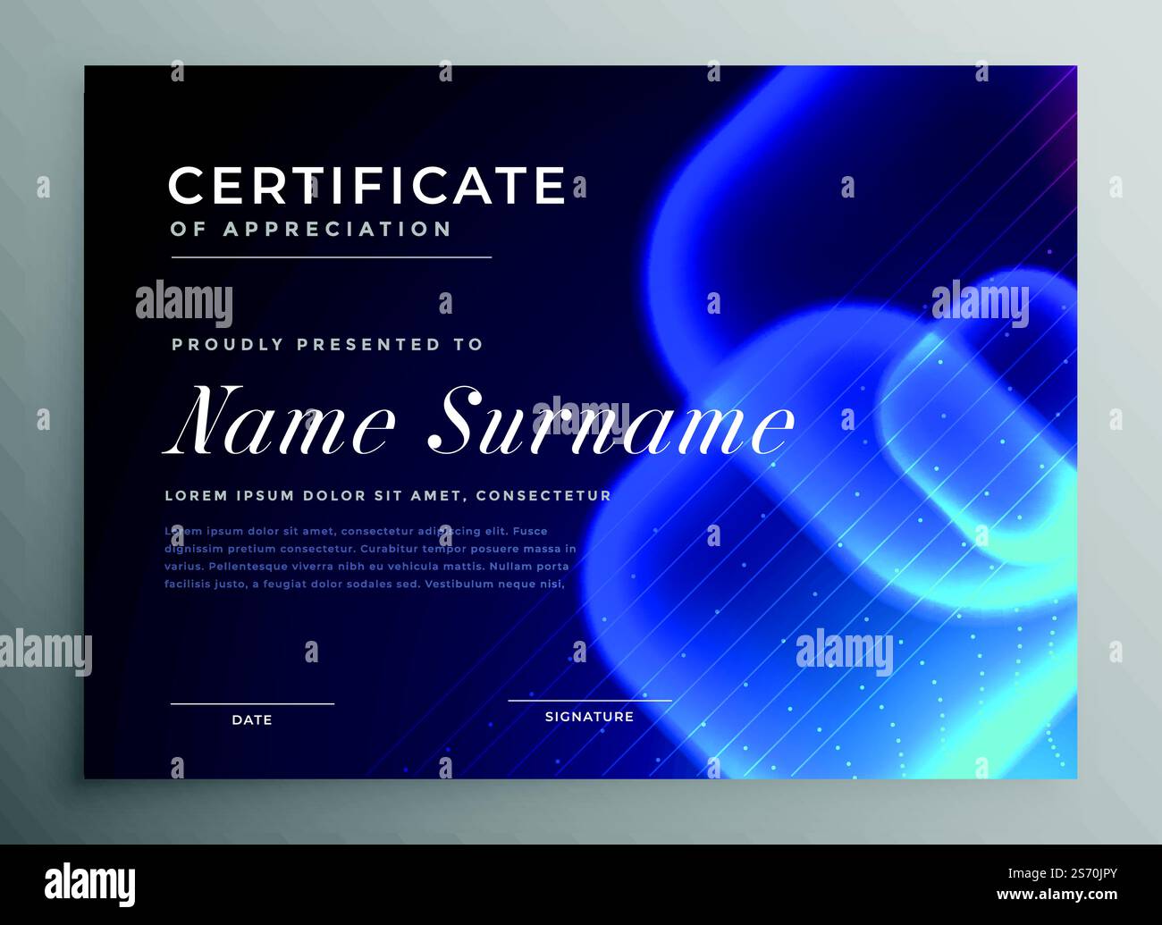 blue technology style innovation certificate of appreciation Stock ...