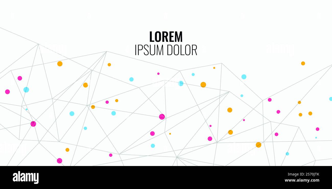 abstract low poly lines with color dots white background Stock Vector ...