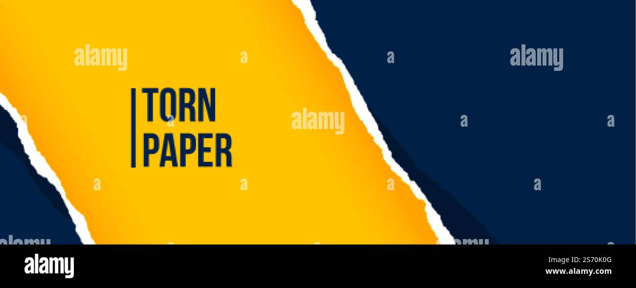 blue and yellow torn paper sheet banner design Stock Vector Image & Art ...