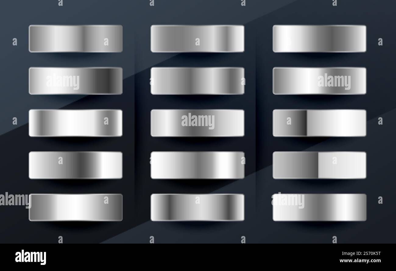 silver chrome platinum or aluminium metallic gradients set Stock Vector ...