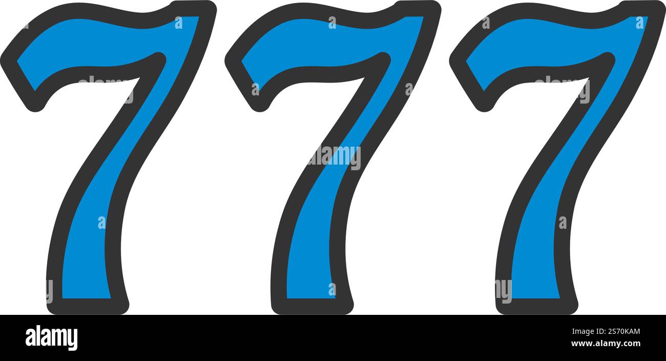 777 Icon. Editable Bold Outline With Color Fill Design. Vector ...
