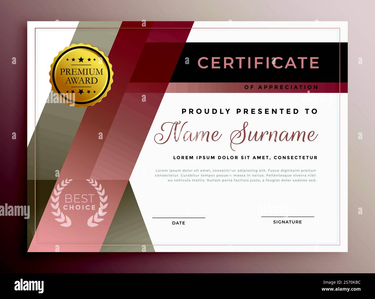 business certificate template design in modern geometric style Stock ...