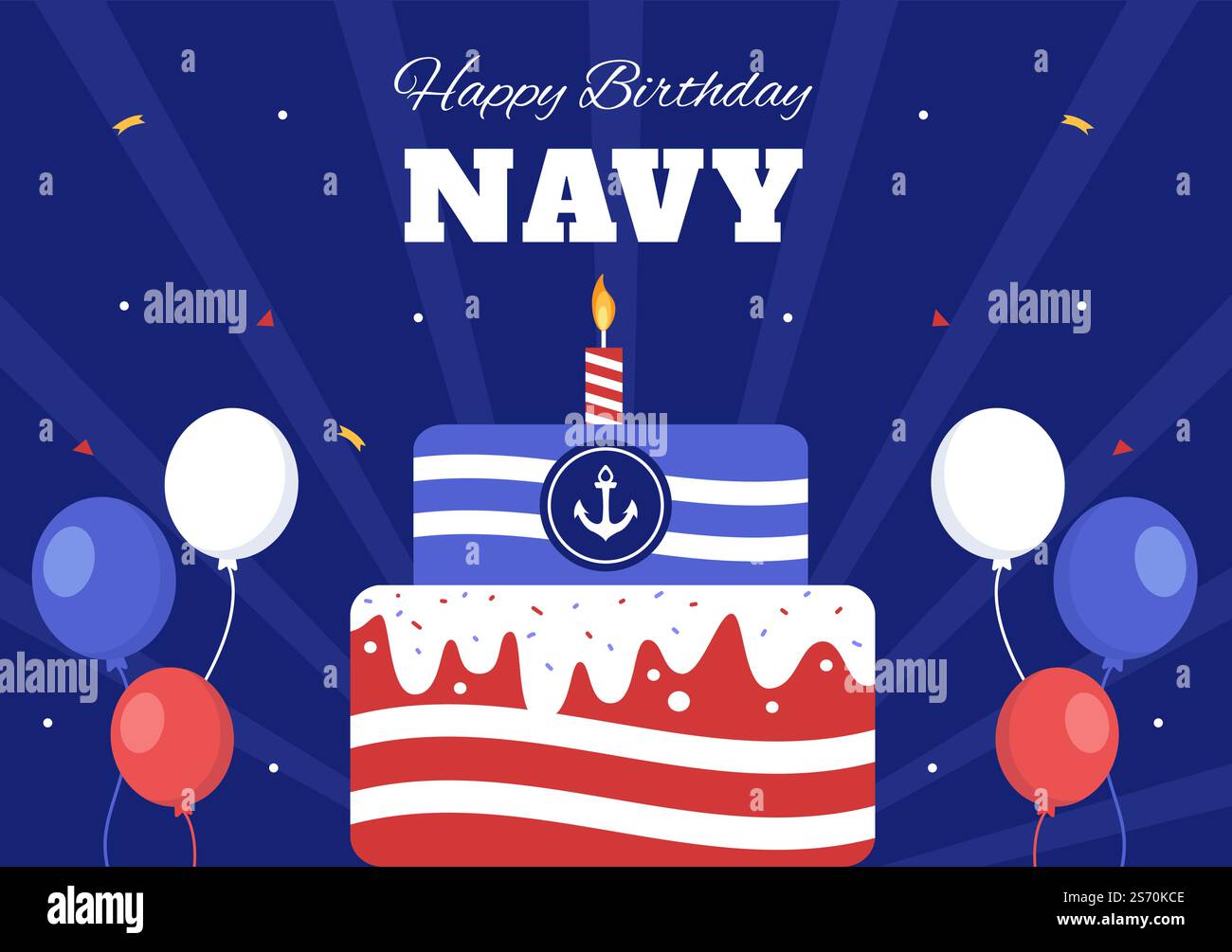U.S. Navy Birthday on October 13th Hand Drawn Cartoon Flat Illustration ...