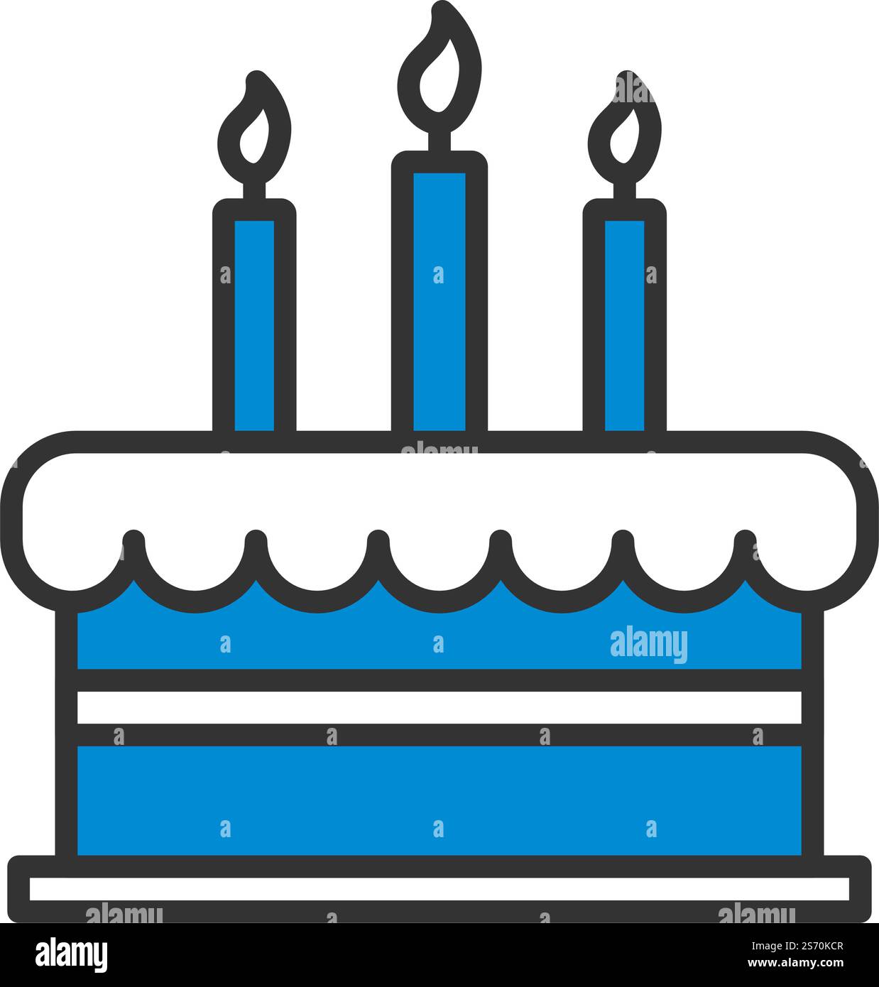 Party Cake Icon. Editable Bold Outline With Color Fill Design. Vector ...