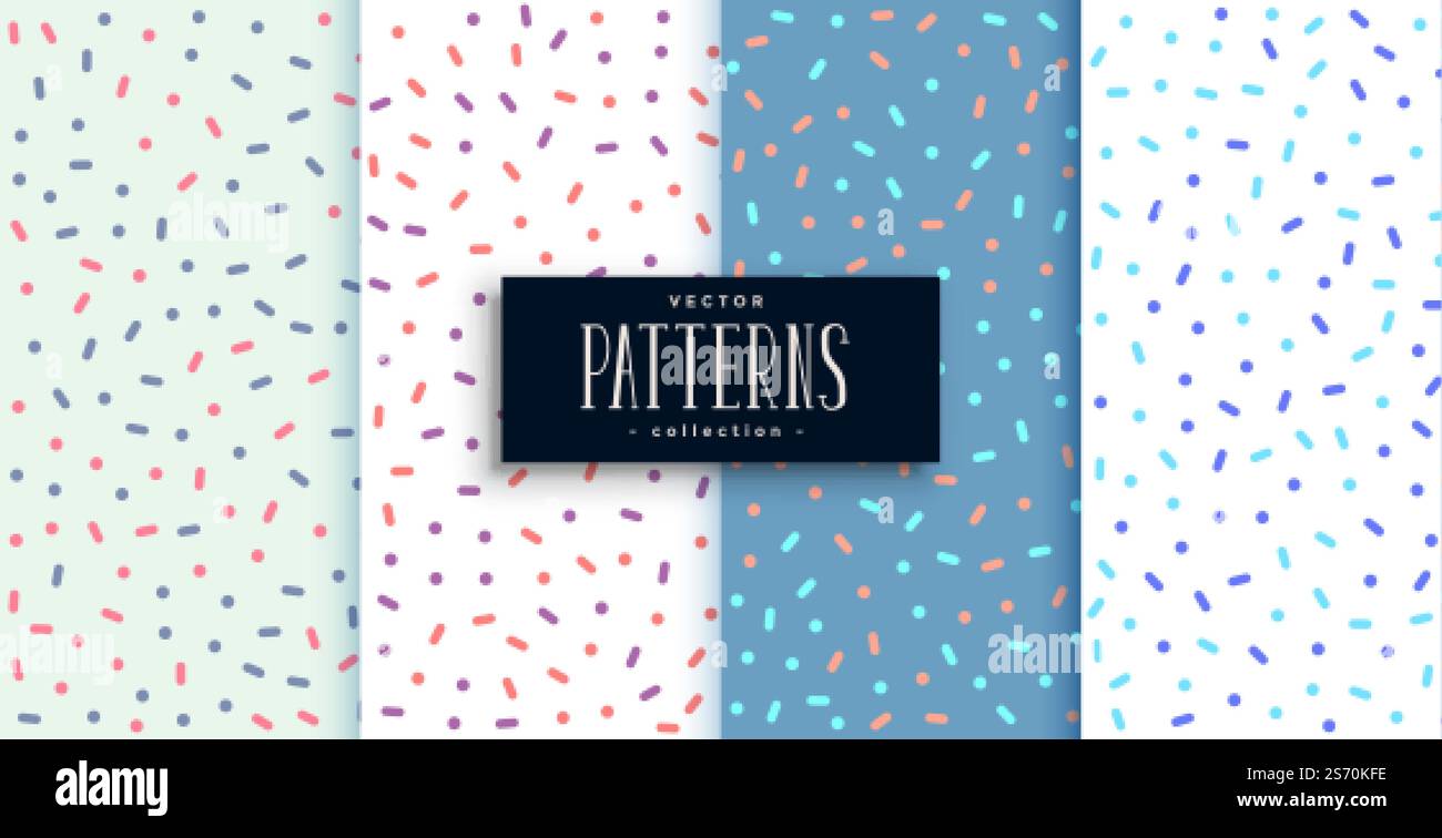 elegant memphis style cute patterns set of four Stock Vector Image ...