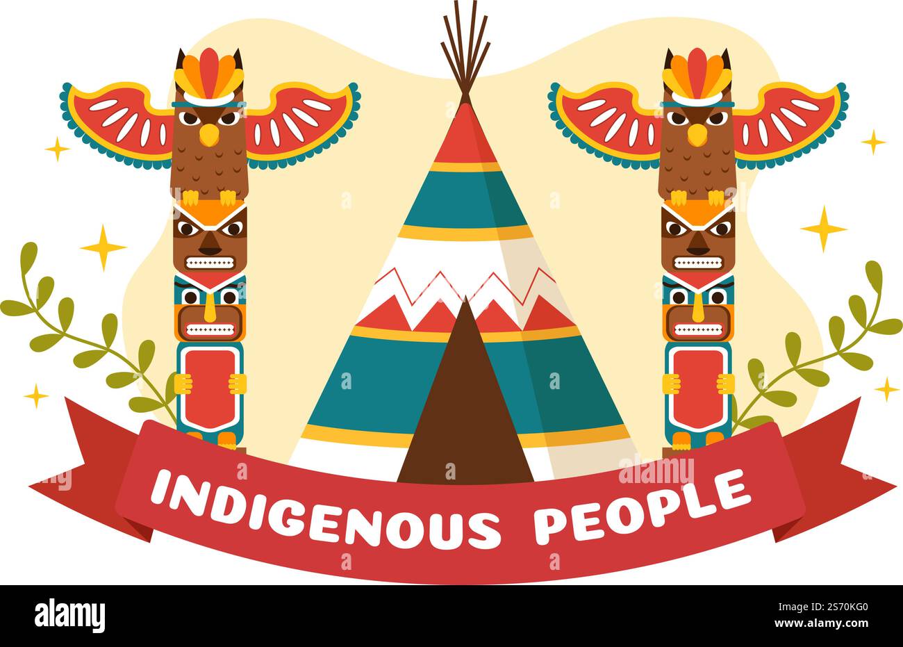 Worlds Indigenous Peoples Day on August 9 Hand Drawn Cartoon Flat ...