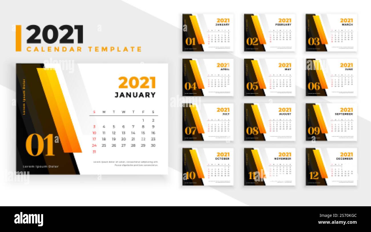 stylish orange new year 2021 template design Stock Vector Image & Art ...