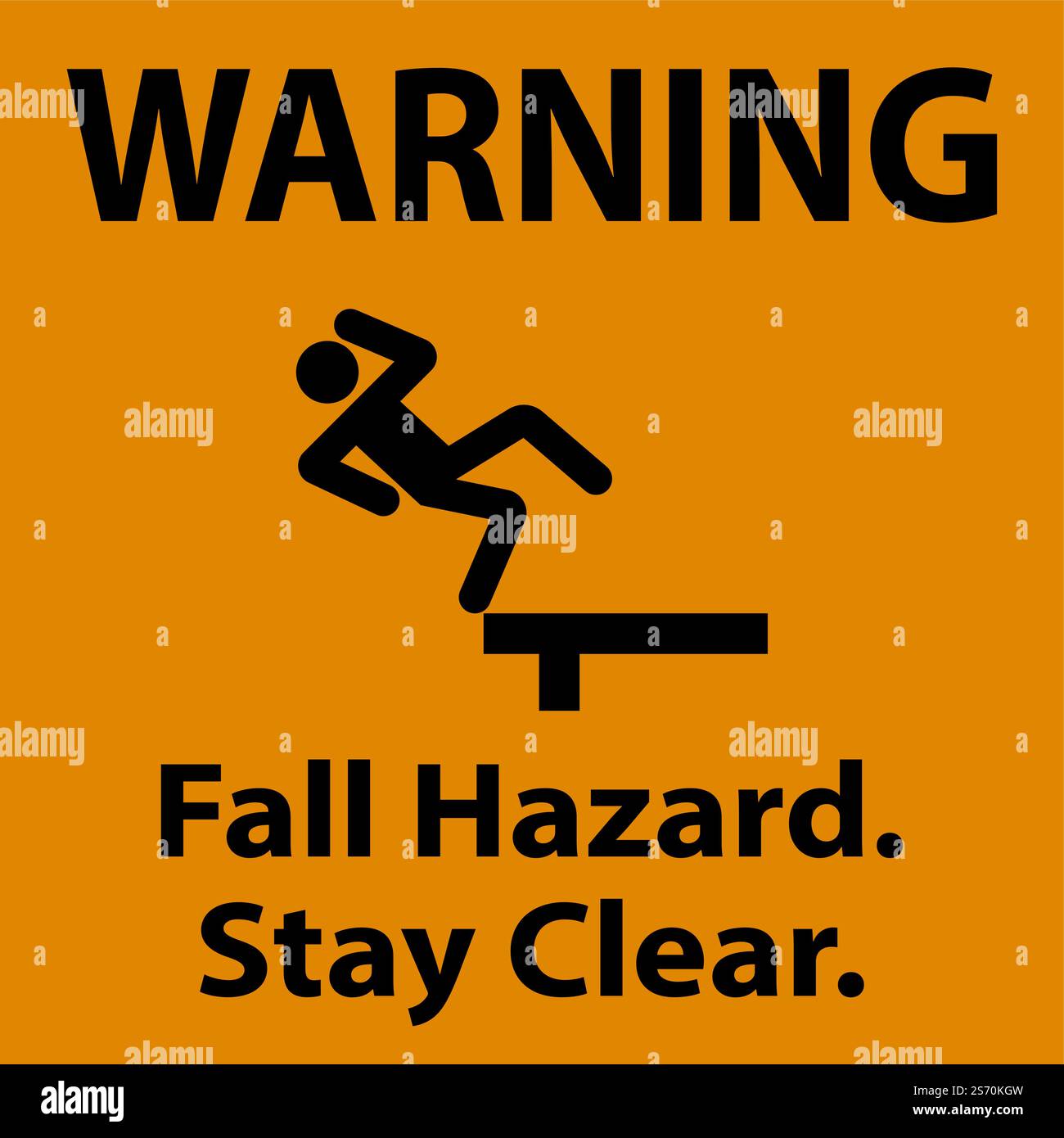 Warning Fall Hazard Stay Clear Sign On White Background Stock Vector ...