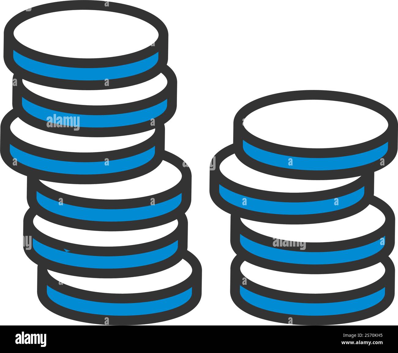 Icon Of Stack Of Coins. Editable Bold Outline With Color Fill Design ...