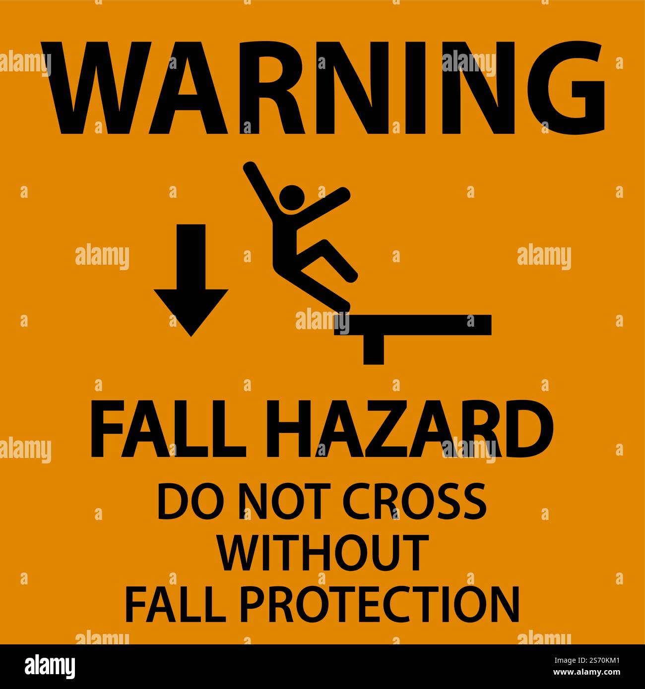 Warning Do Not Cross Without Fall Protection Sign On White Background ...