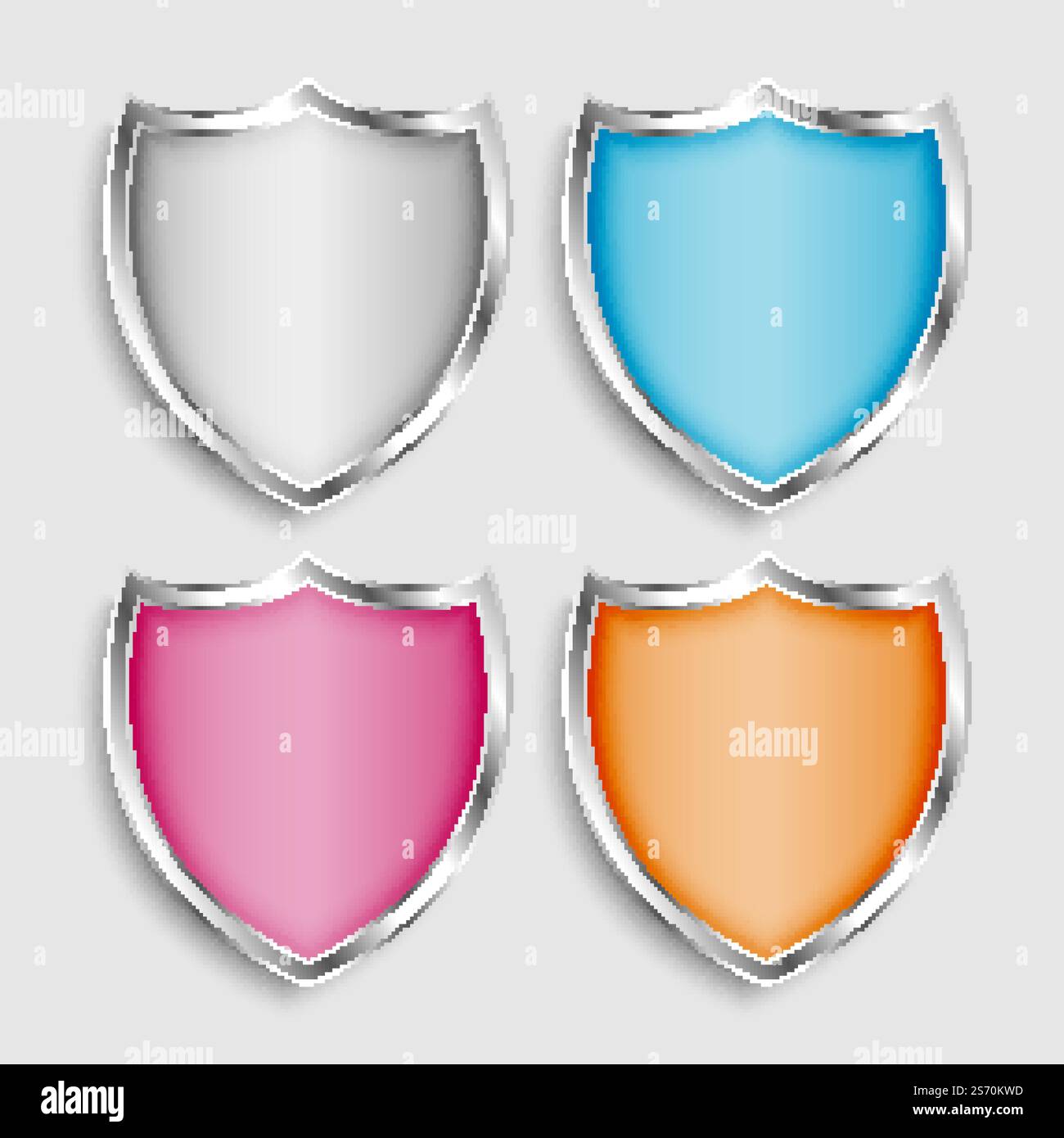 four shiny metallic shield symbols or icons set Stock Vector Image ...