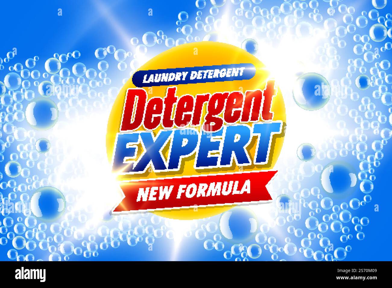 laundry detergent template ads banner with soap bubbles Stock Vector ...