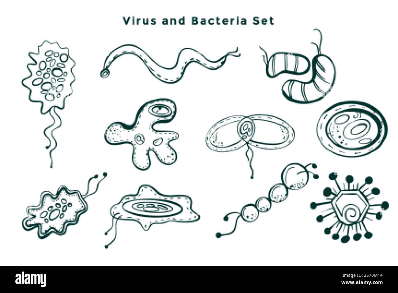set of hand drawn virus and bacteria germs Stock Vector Image & Art - Alamy