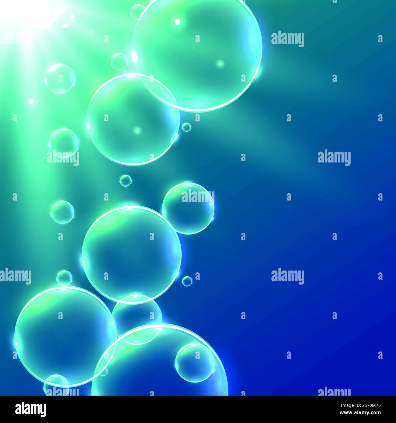 underwater floating bubbles background with sun rays Stock Vector Image ...