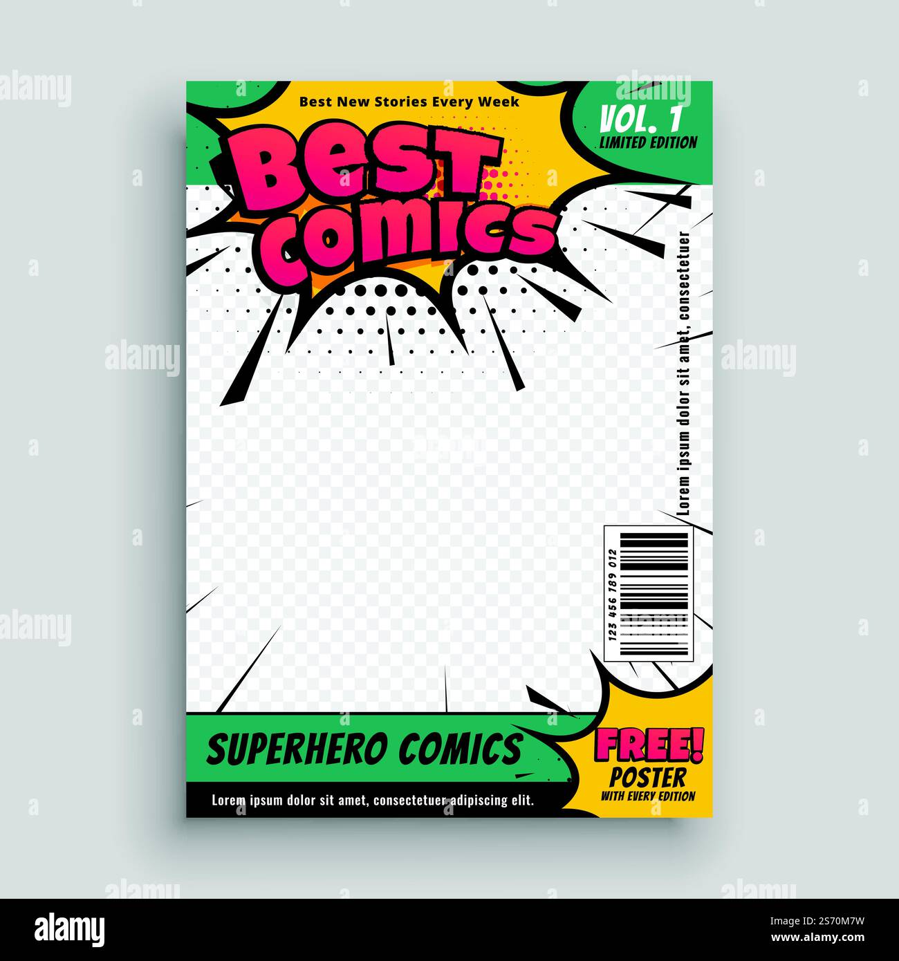 Superhero comic magazine front cover page design Stock Vector Image ...