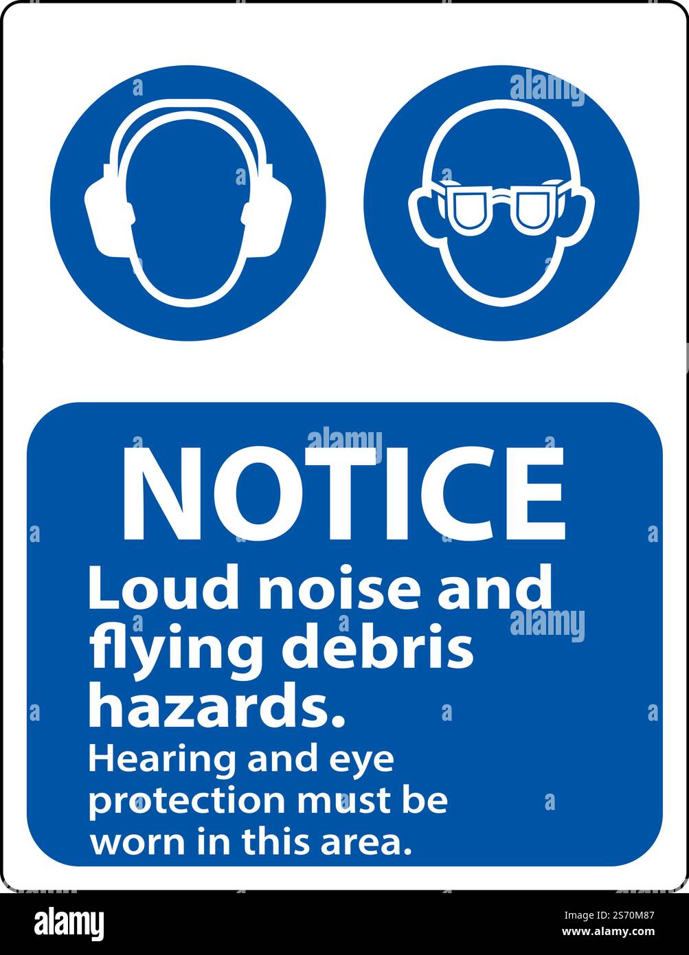 Hearing and Eye Protection Sign On White Background Stock Vector Image ...