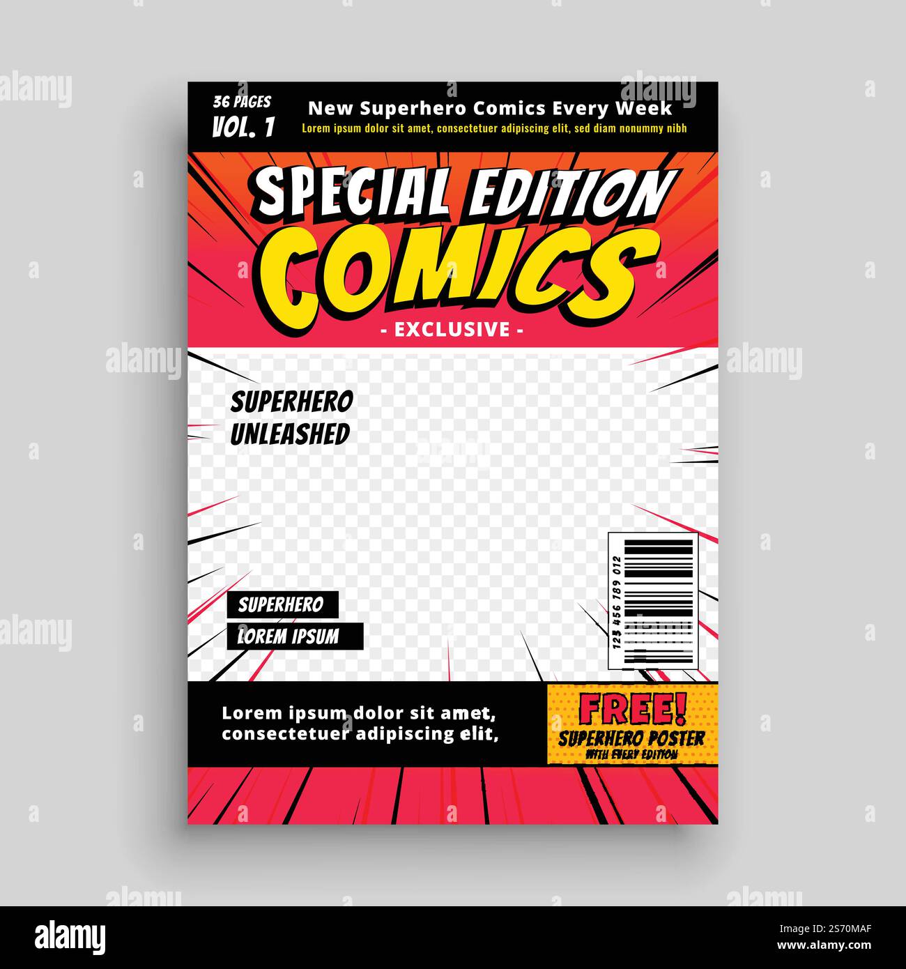 comic book special edition cover page template design Stock Vector ...