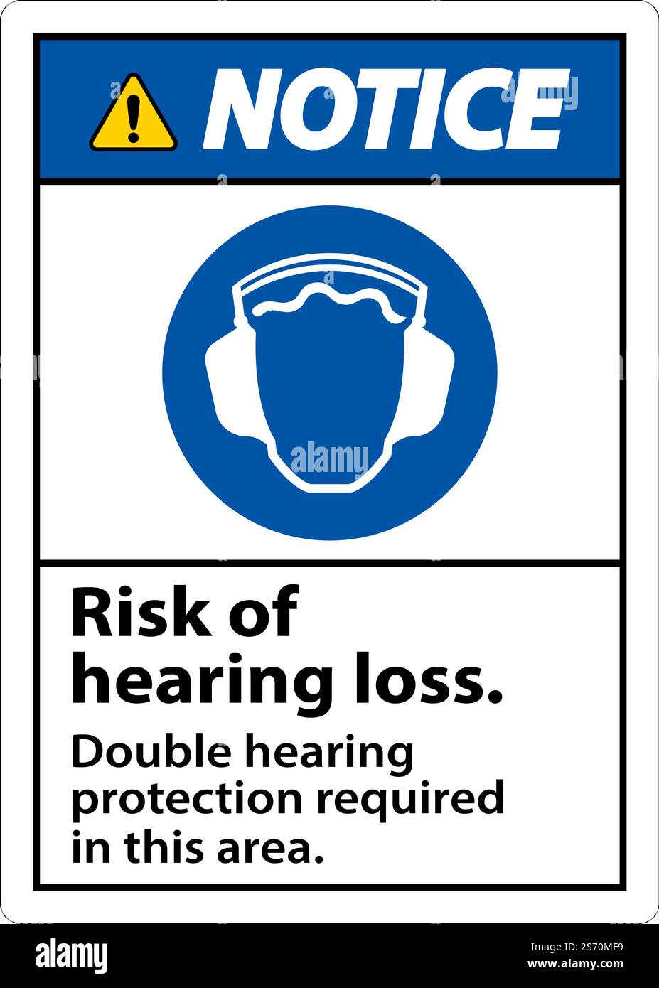 Notice Double Hearing Protection Sign On White Background Stock Vector ...