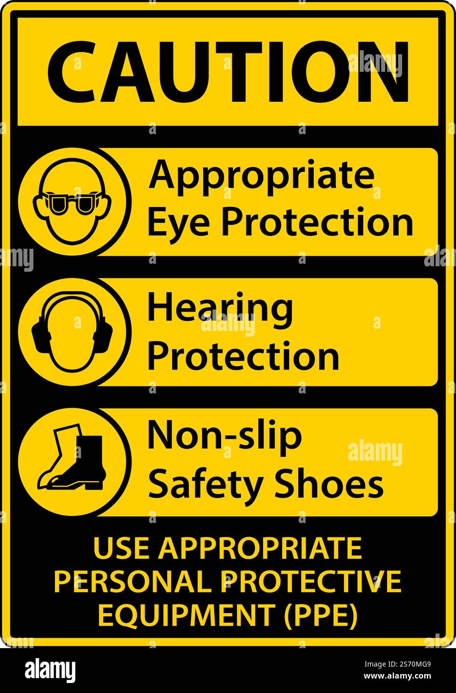 Caution Use Appropriate PPE Sign On White Background Stock Vector Image ...