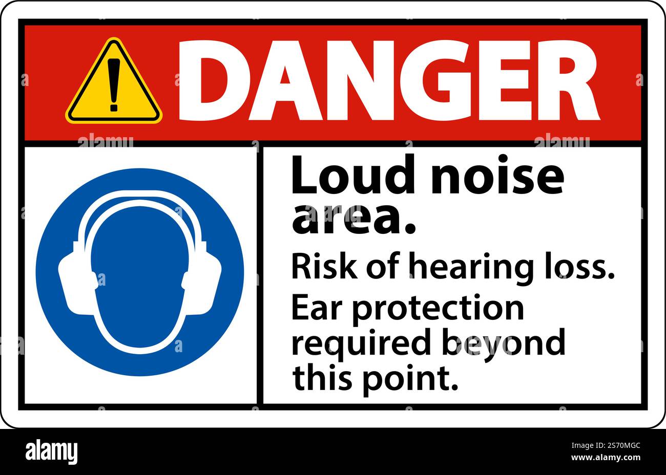 Danger Loud Noise Area Risk of Hearing Loss Sign Stock Vector Image ...