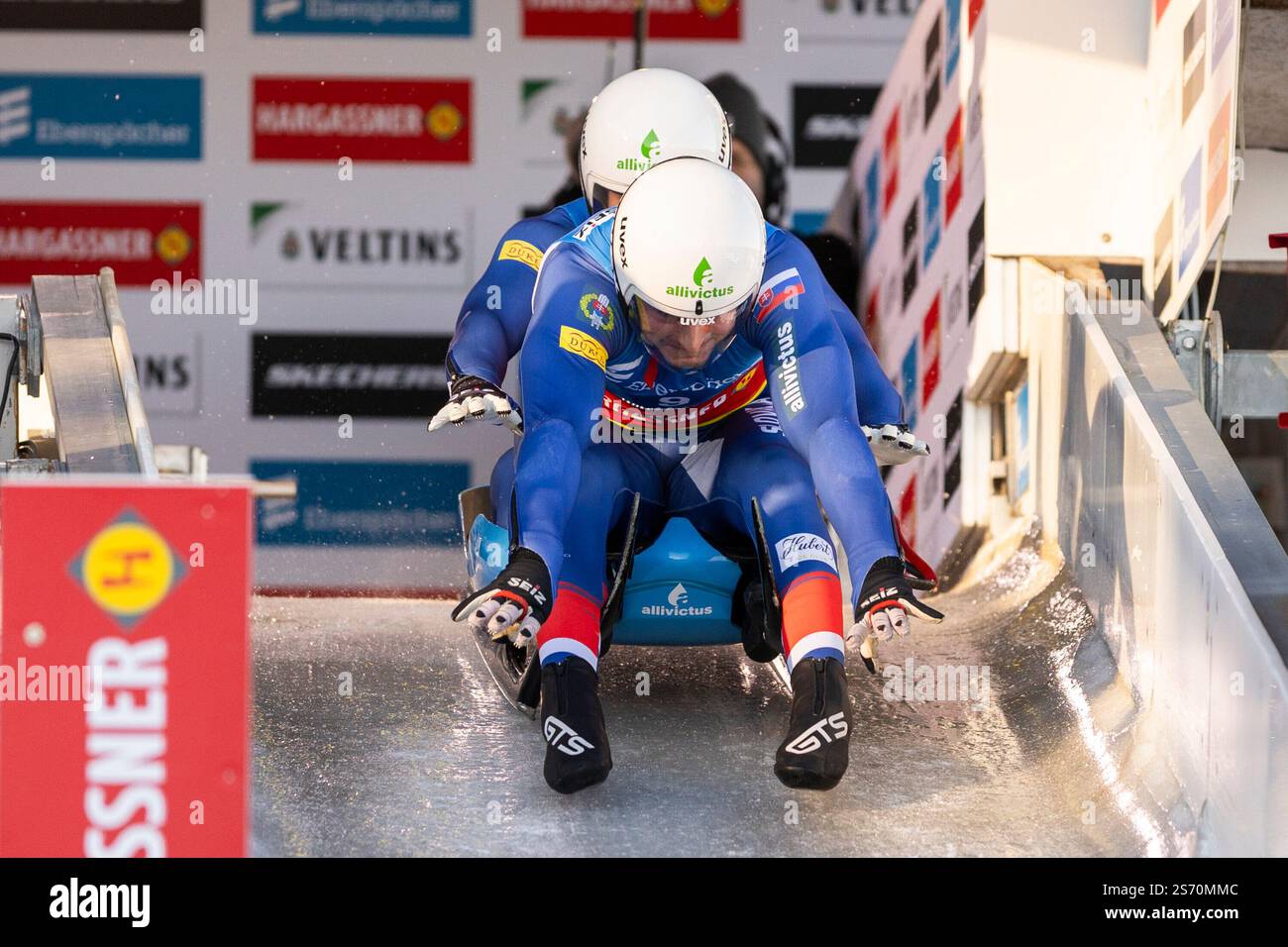 Winterberg, Deutschland. 18th Jan, 2025. Tomas Vavercak, Matej Zmij (SVK). Ebersp?cher FIL Rodel ...