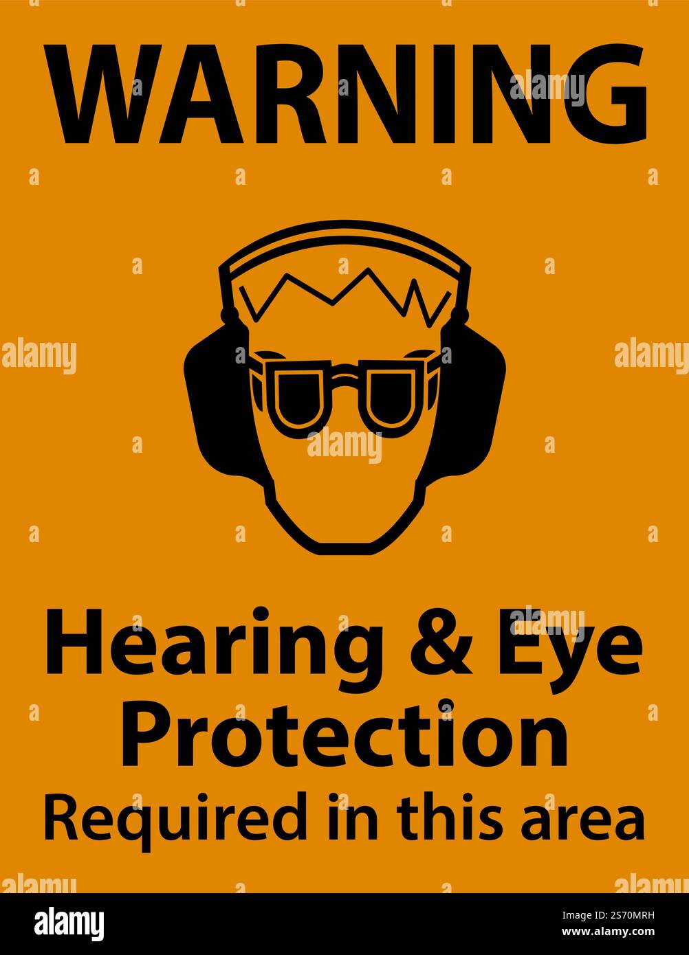 Warning Hearing and Eye Protection Sign On White Background Stock ...