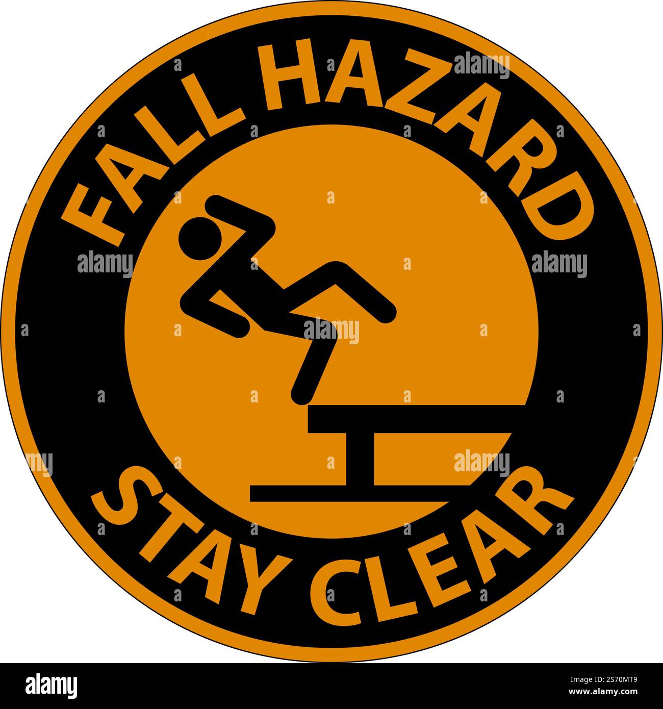Warning Fall Hazard Stay Clear Sign On White Background Stock Vector ...