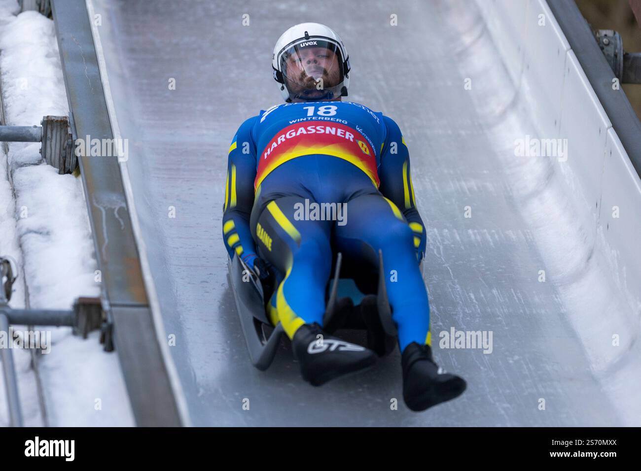 Winterberg, Deutschland. 18th Jan, 2025. Ihor Hoi, Nazarii Kachmar (UKR). Ebersp?cher FIL Rodel ...