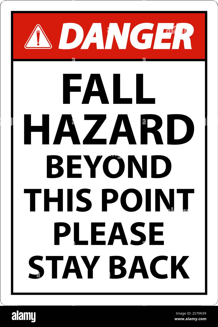 Danger Fall Hazard Beyond This Point Sign On White Background Stock ...