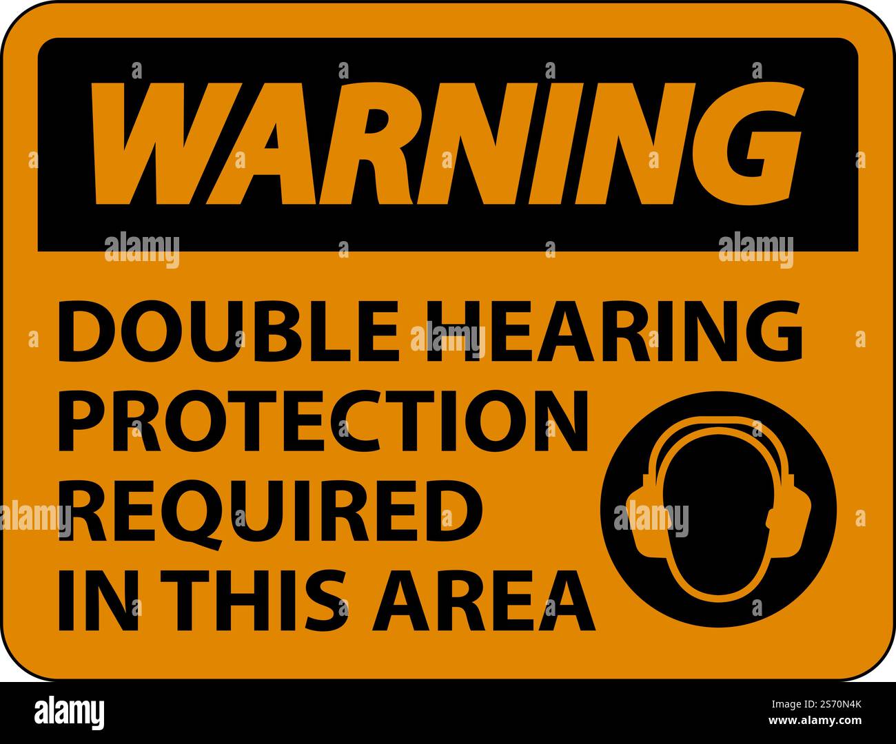 Warning Double Hearing Protection Sign On White Background Stock Vector ...