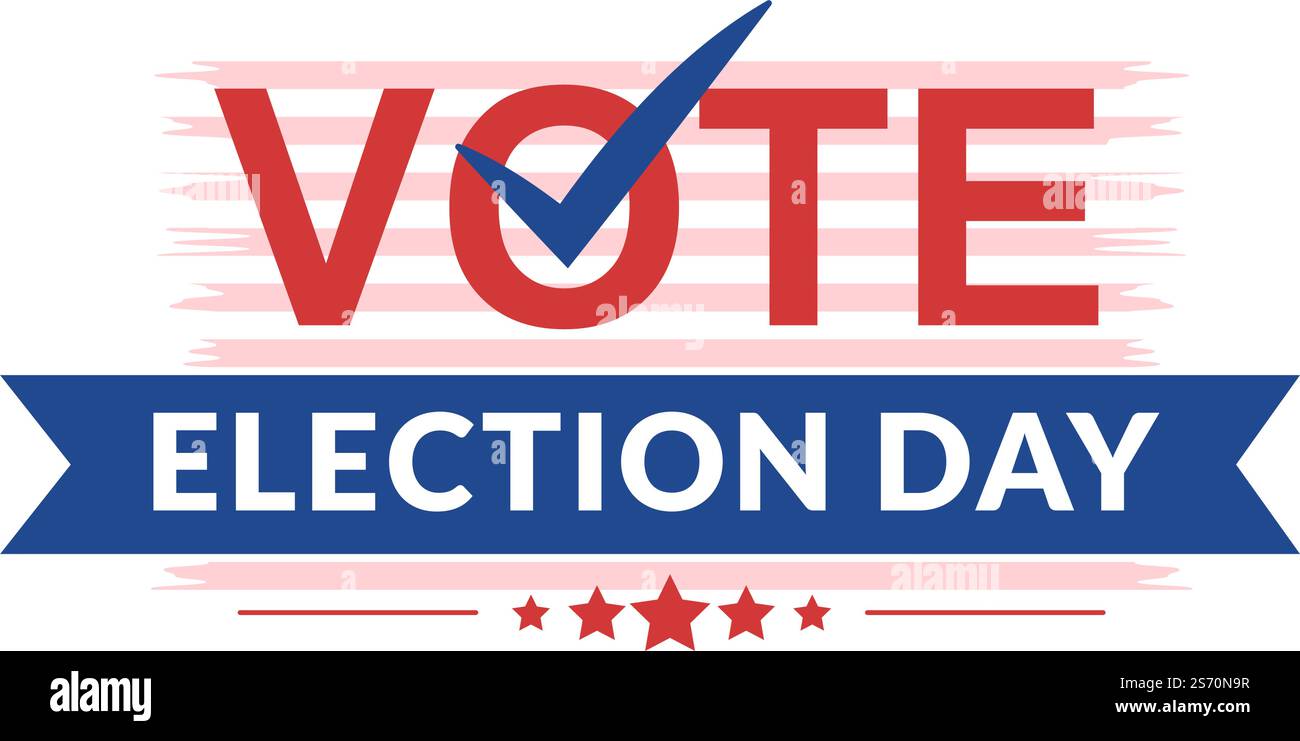 Election Day Political Hand Drawn Cartoon Flat Illustration with Voters ...