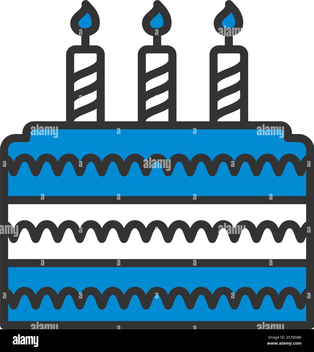 Party Cake Icon. Editable Bold Outline With Color Fill Design. Vector ...