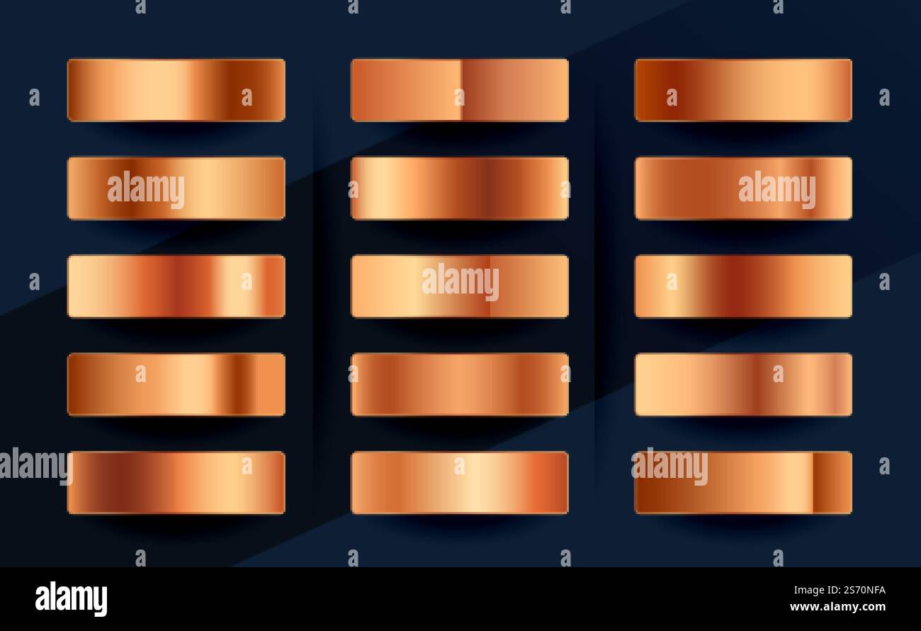 copper or rose gold premium gradient swatches palette set Stock Vector ...
