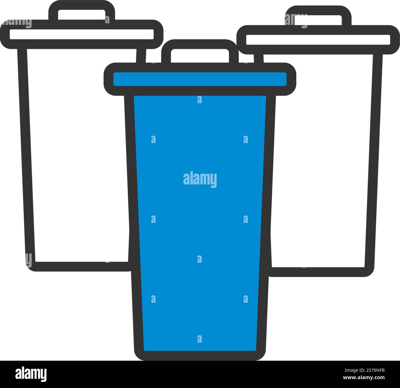 Garbage Containers With Separated Trash Icon. Editable Bold Outline ...