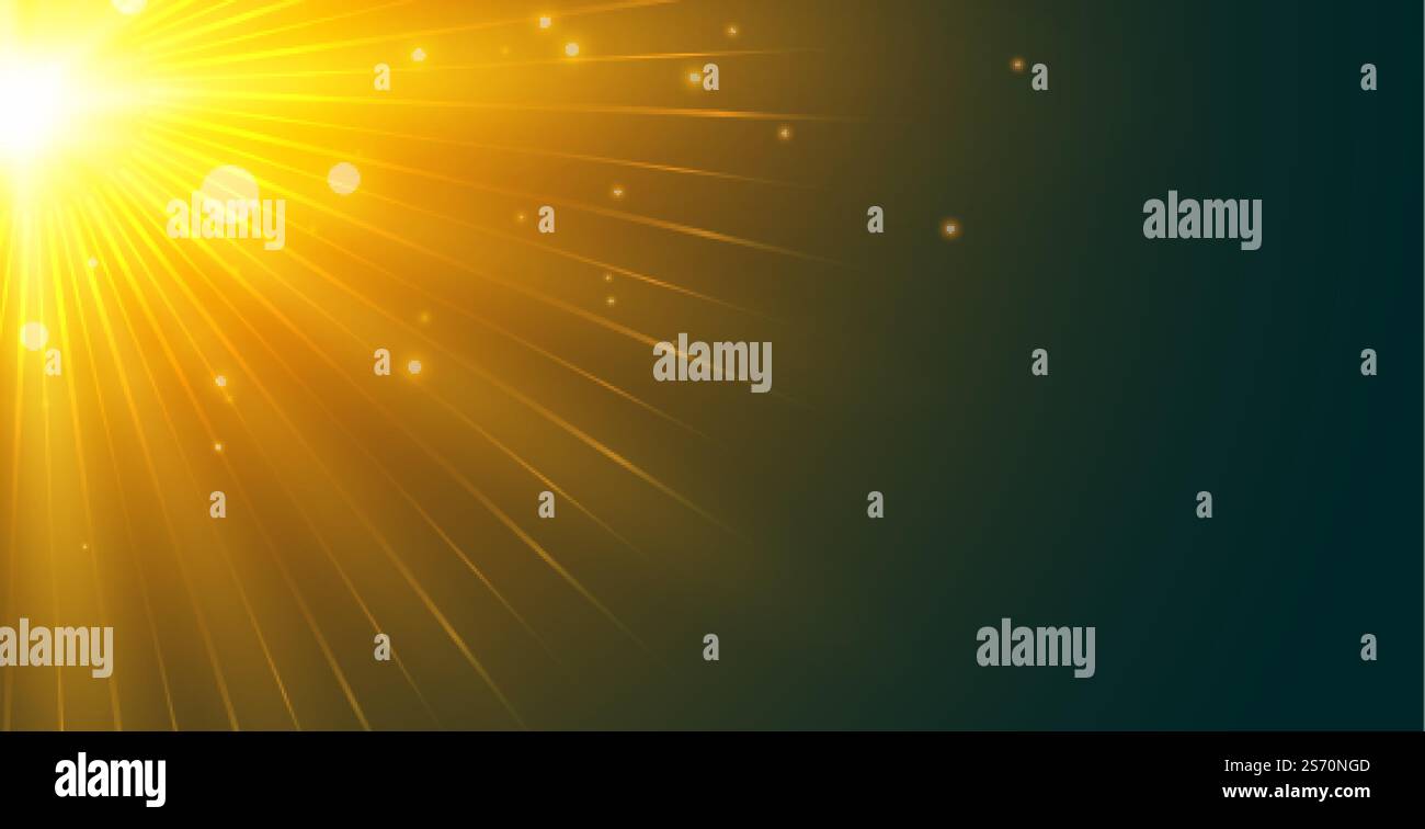 glowing sun rays background from top left corner Stock Vector Image ...