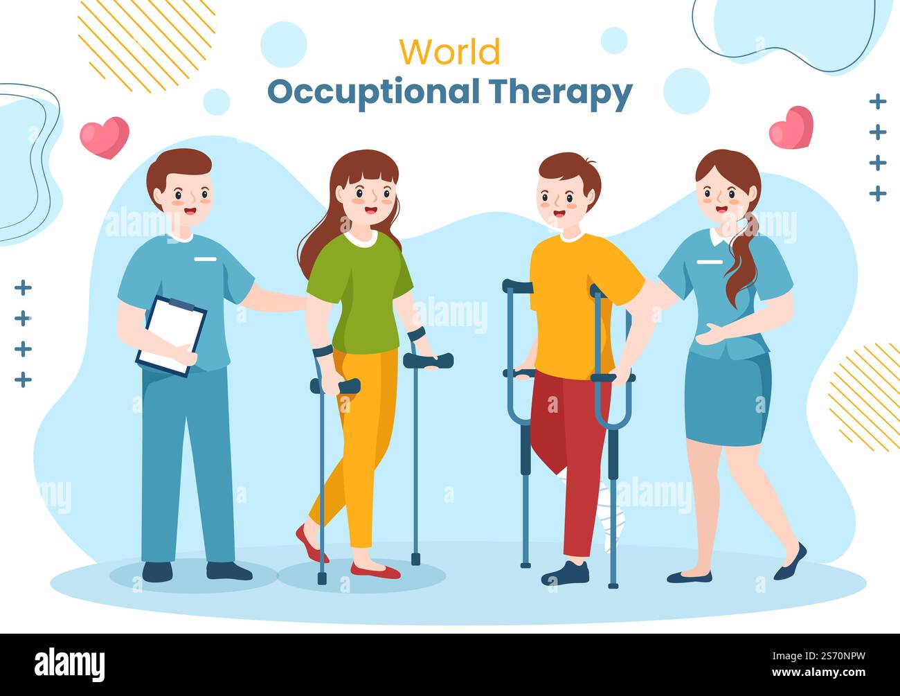 World Occupational Therapy Day Background Template Hand Drawn Cartoon ...