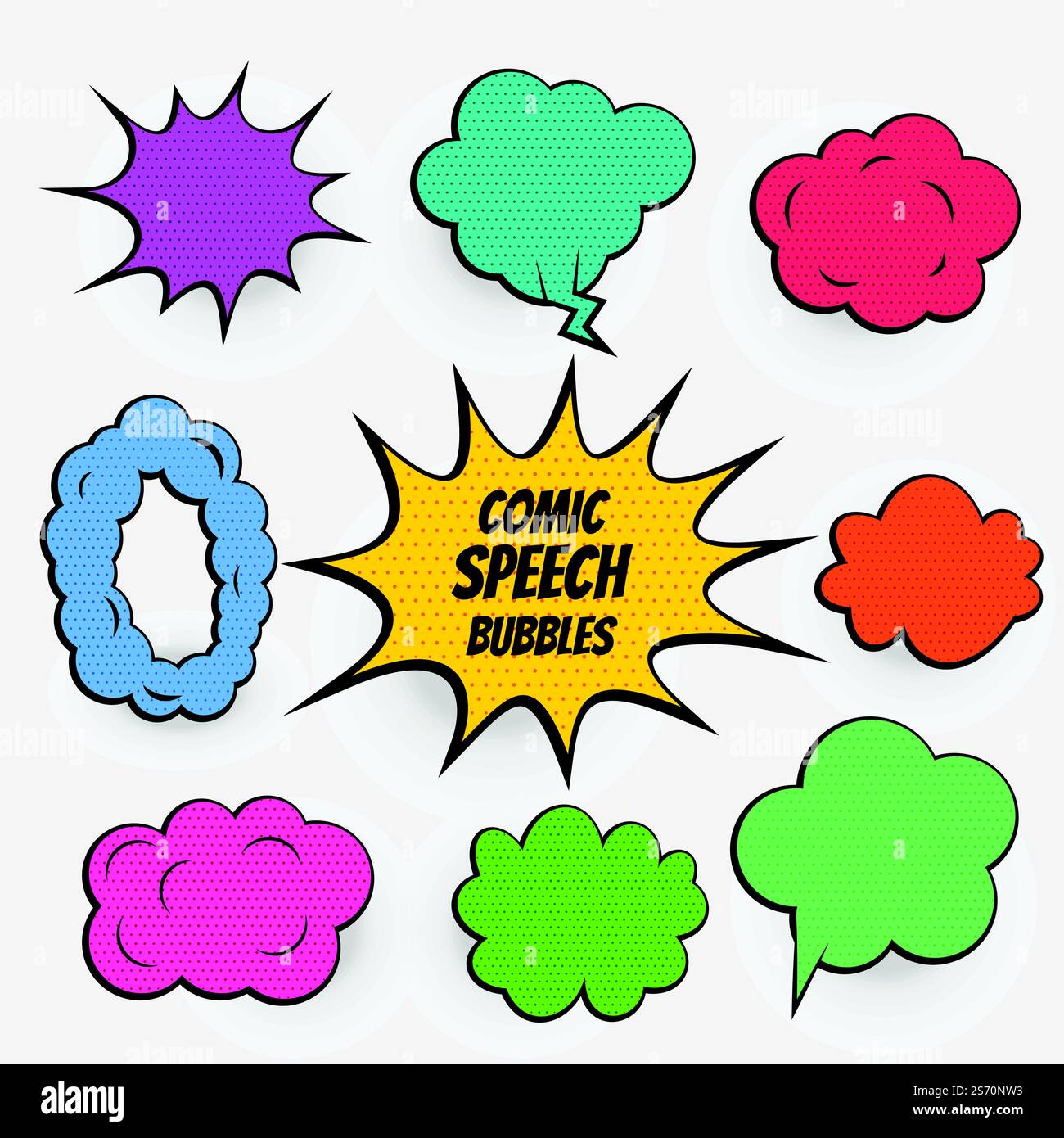 cartoon comic speech bubbles in many colors Stock Vector Image & Art ...