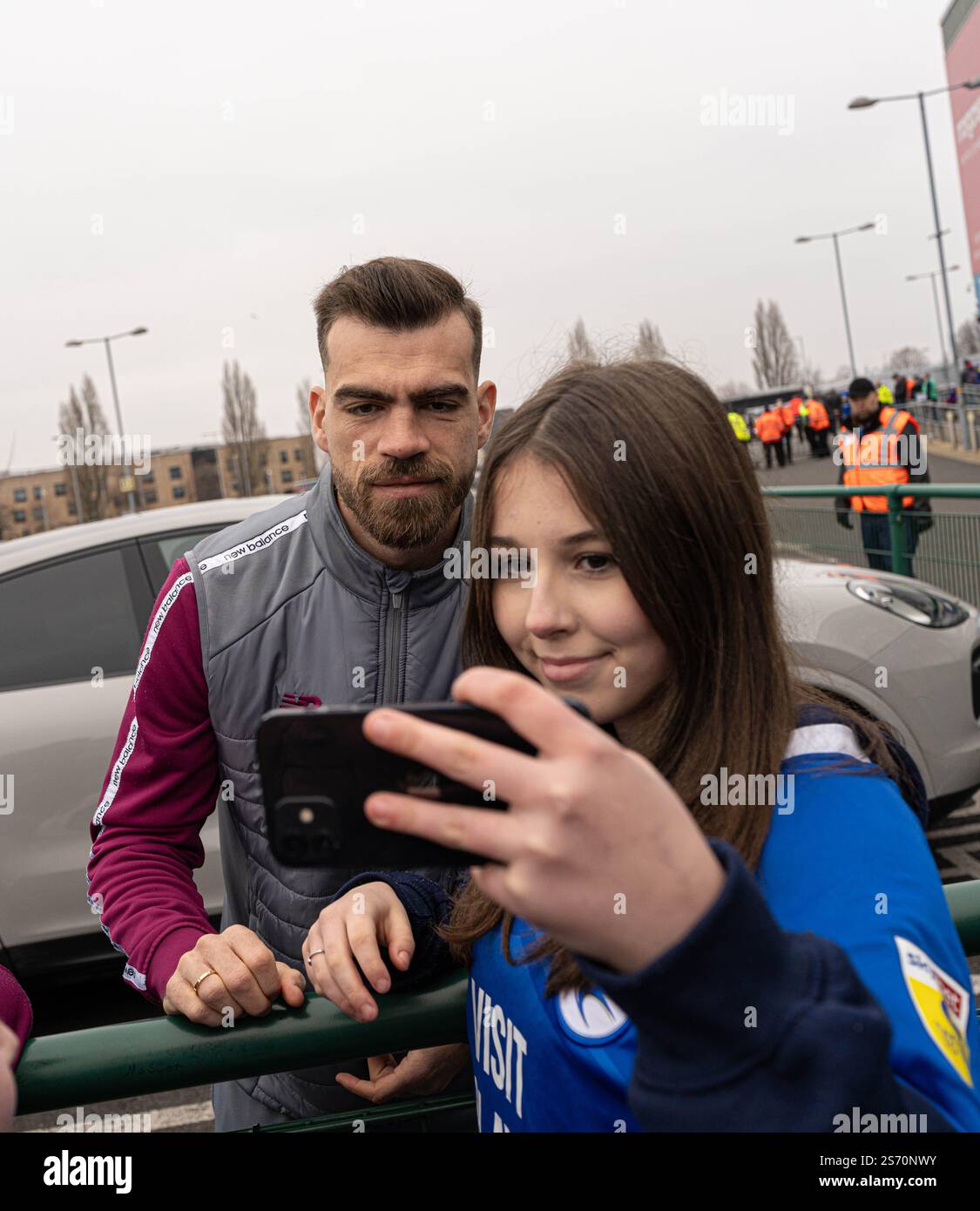 Cardiff, UK. 18th Jan, 2025. Dimitris Goutas of Cardiff City poses for a photo with Cardiff City ...