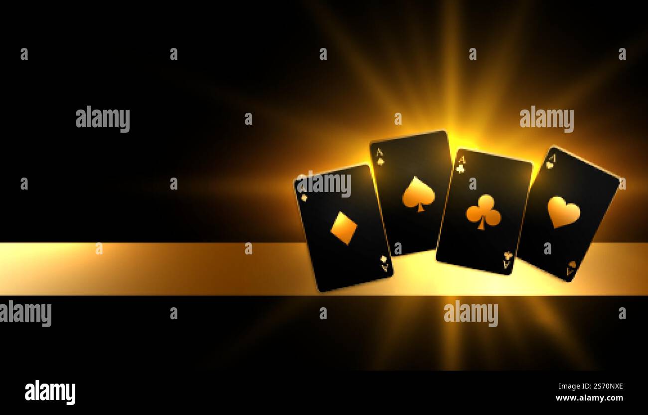 glowing golden paying cards casino background design Stock Vector Image ...