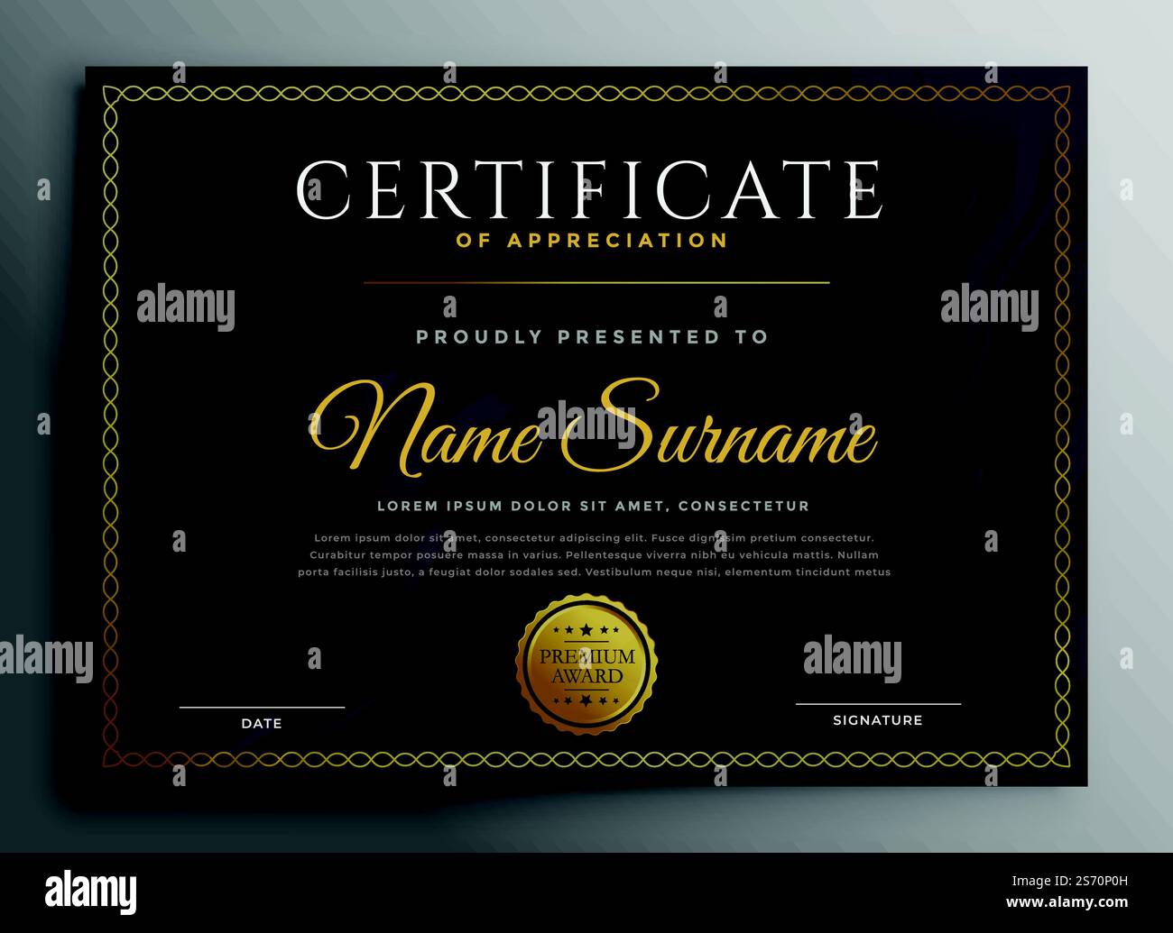 multipurpose certificate template in dark golden theme design Stock ...