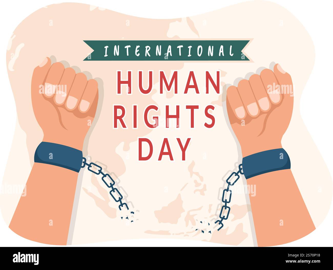 Human Rights Day Template Hand Drawn Flat Cartoon Illustration with ...
