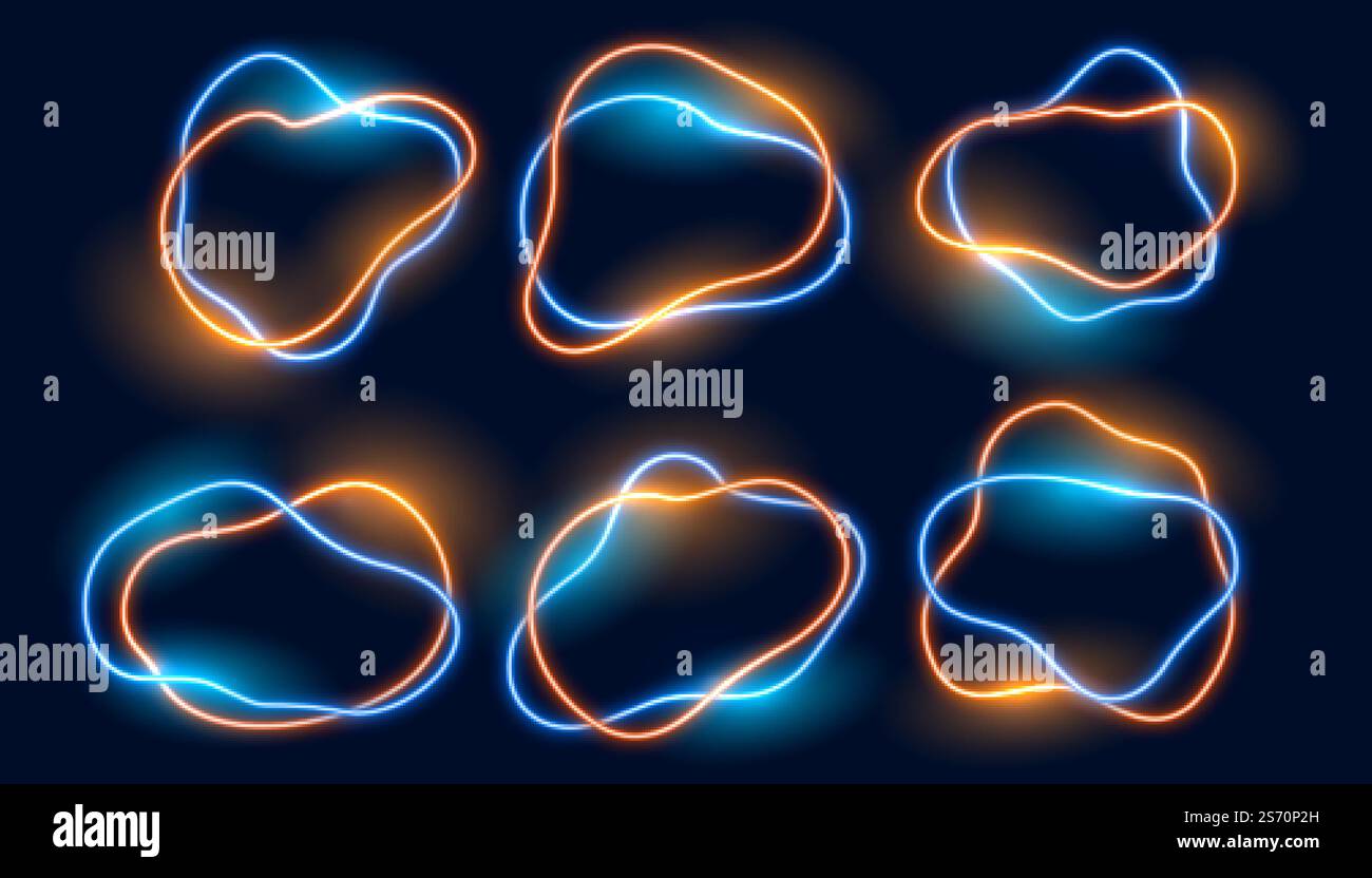 abstract neon curve fluid style frames set of six Stock Vector Image ...