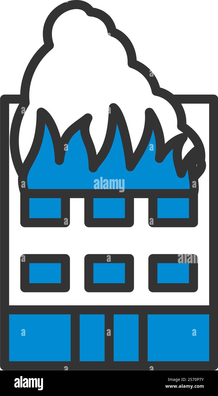 Hotel Building In Fire Icon. Editable Bold Outline With Color Fill ...