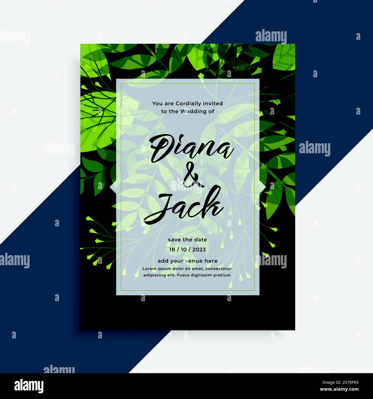 nature leaves style wedding card invitation template Stock Vector Image ...