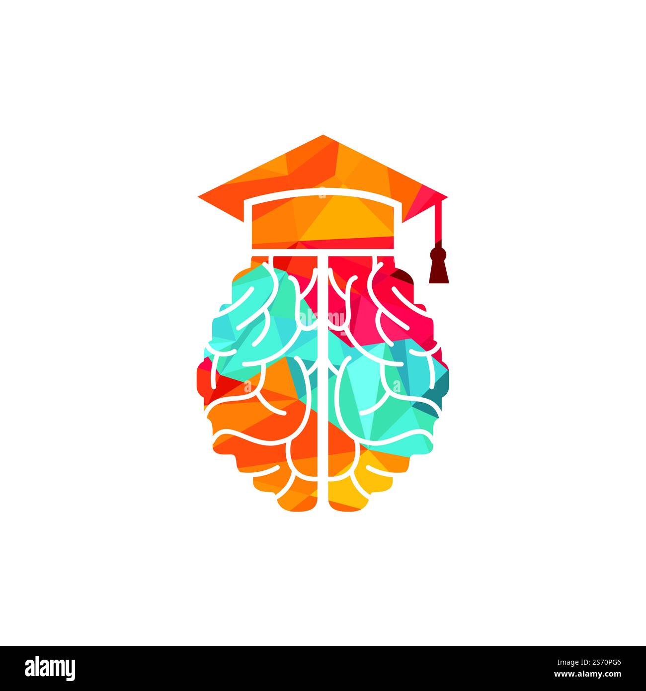 Brain and graduation cap icon design. Educational and institutional ...