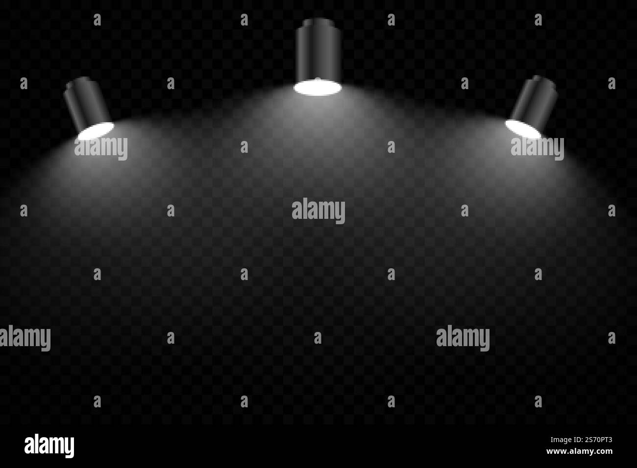 black background with three realistic focus light Stock Vector Image ...