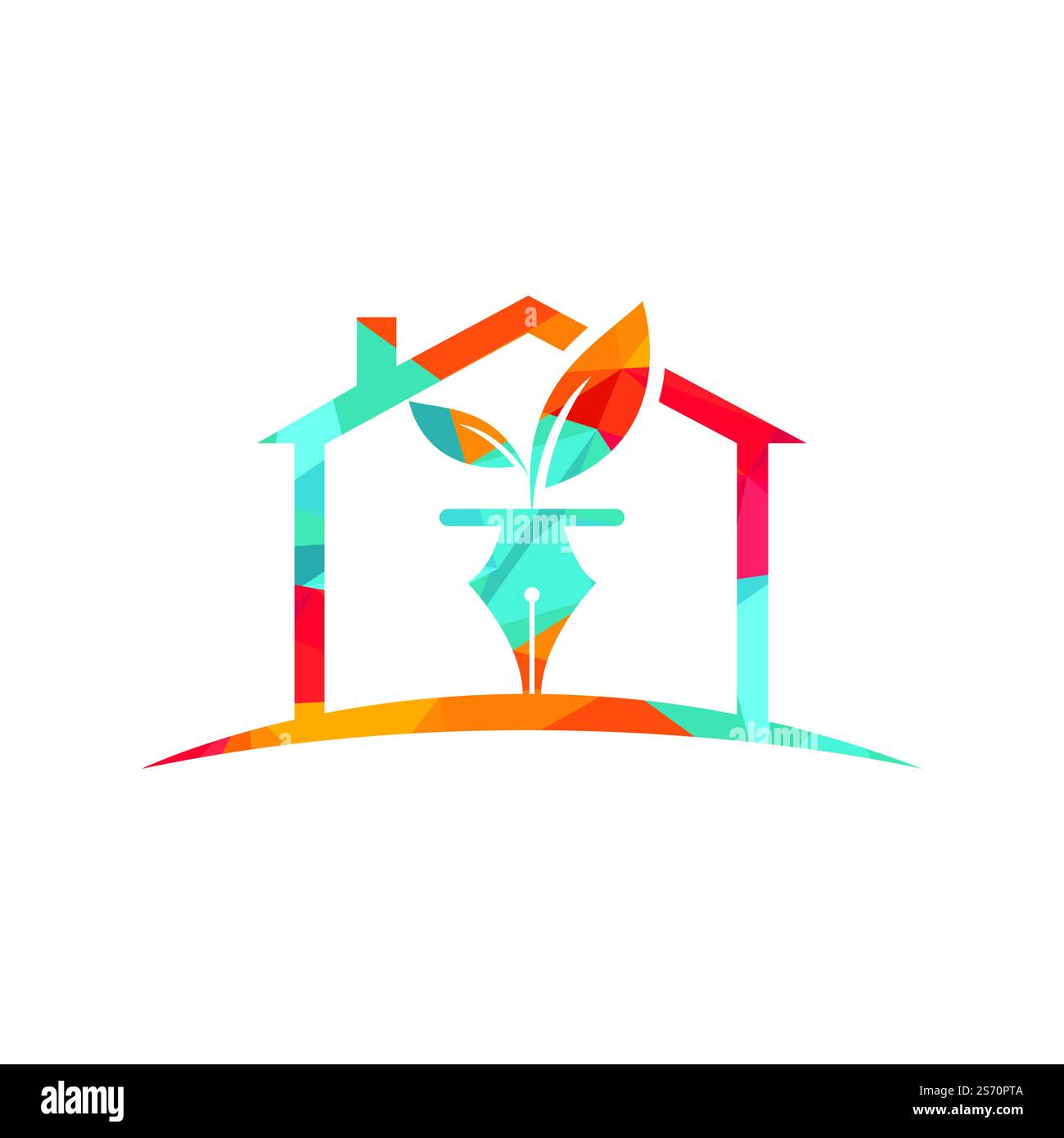 Leaf and pen logo design. Education and writer community Logo. Home ...