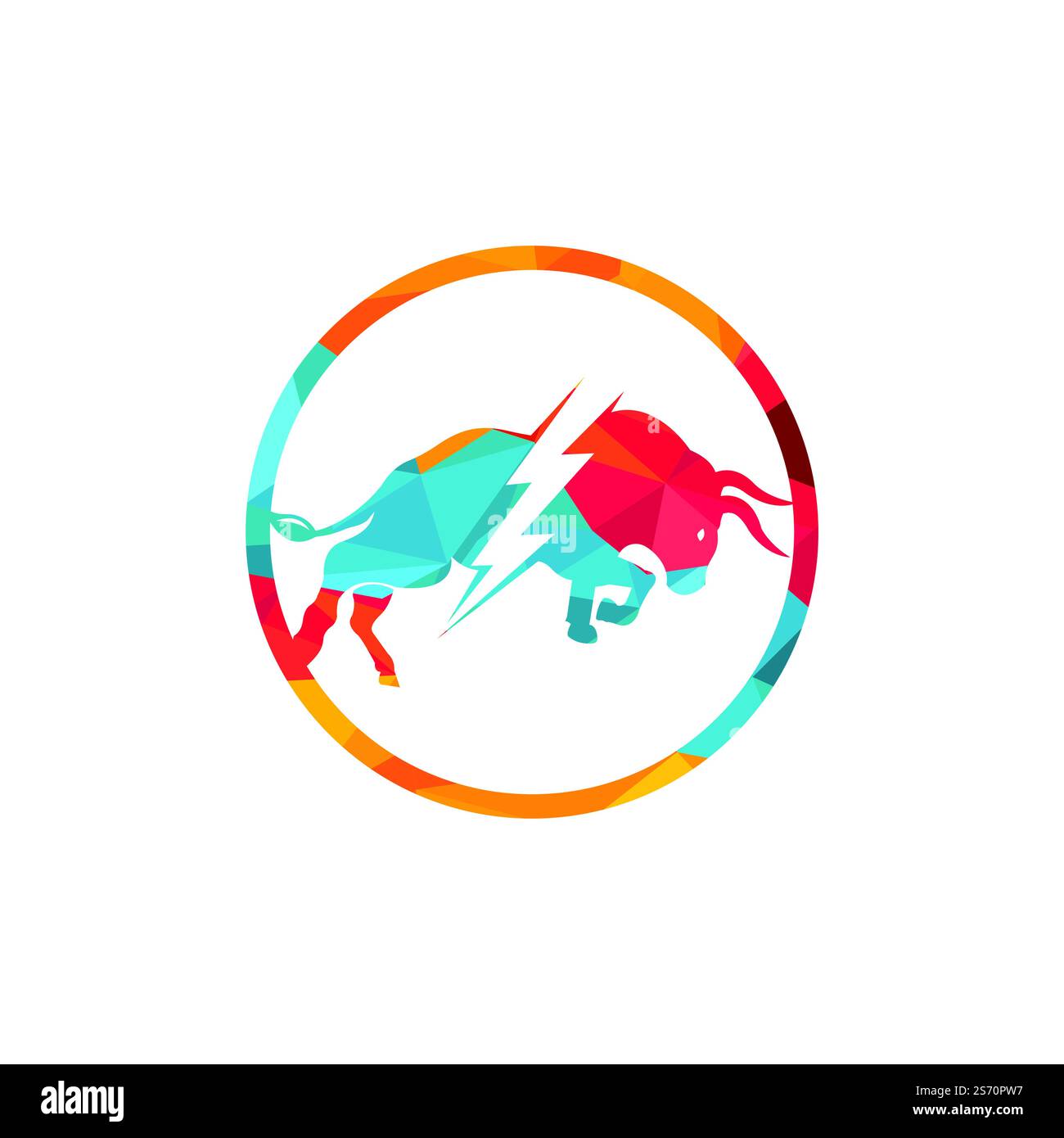 Bull with thunder logo design. Flash electric energy in bull Stock ...